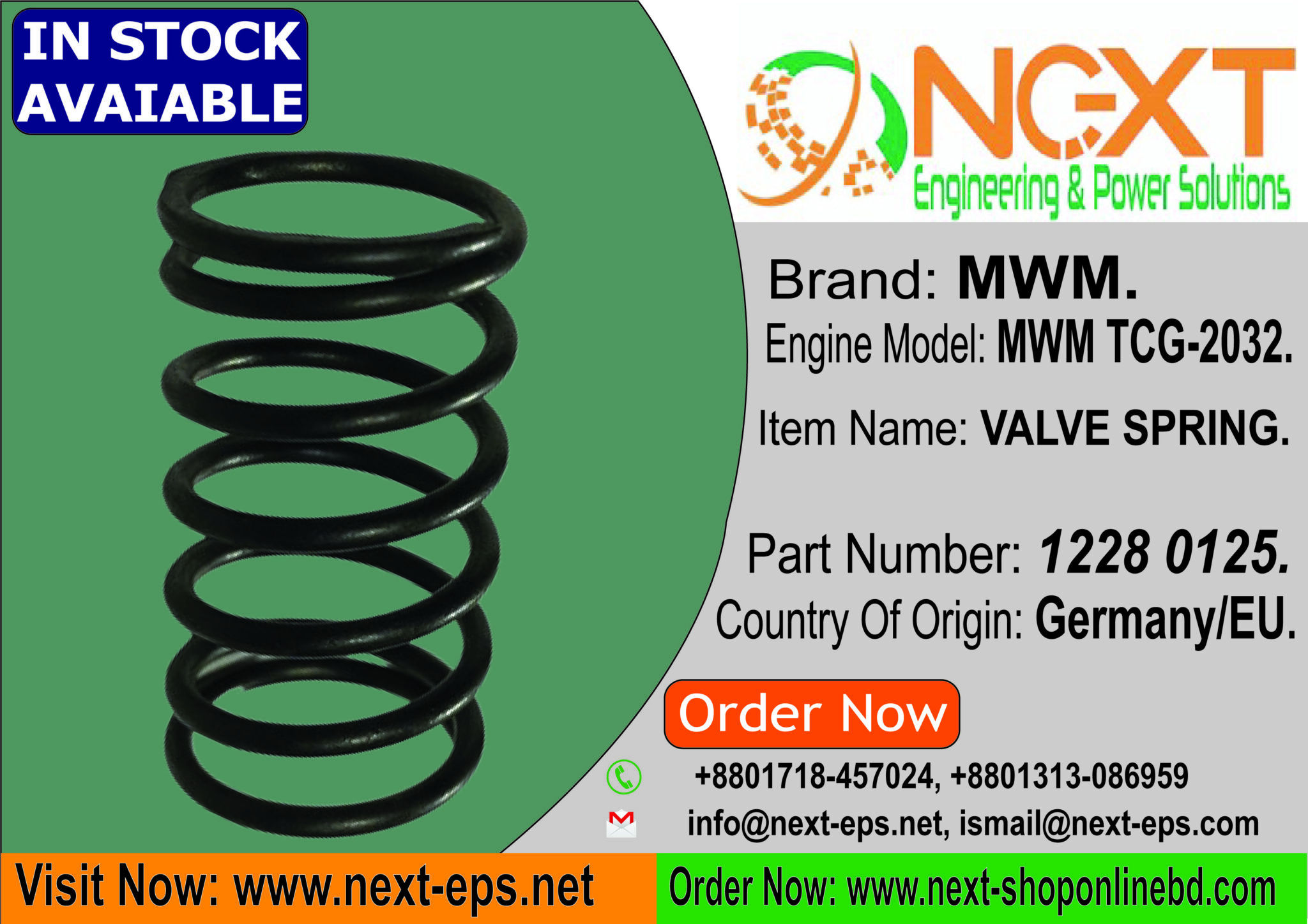 VALVE SPRING. – NEXT Engineering & Power Solutions